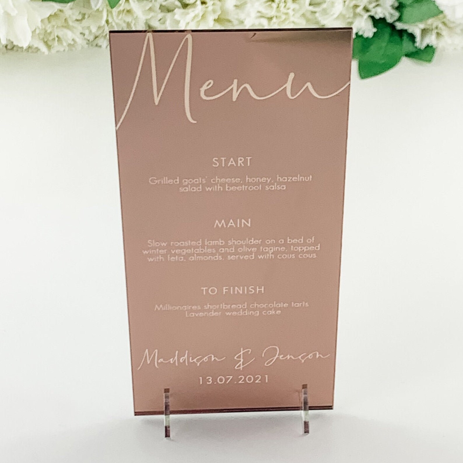 Gold Engraved Mirror Acrylic Menu Wedding Menus DL Standing - Etsy
