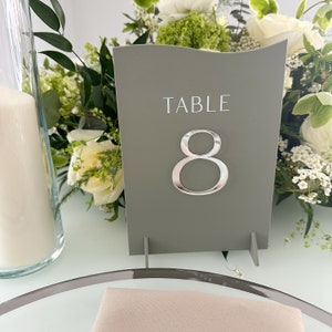 Sage Green Wedding Table Numbers With Mirror Accents, Modern Event ...