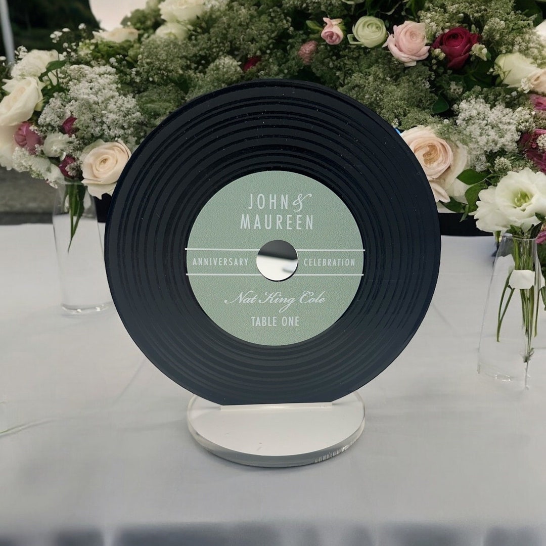 Vinyl Record Wedding Table Numbers: Rock & Roll Style (with Stand ...