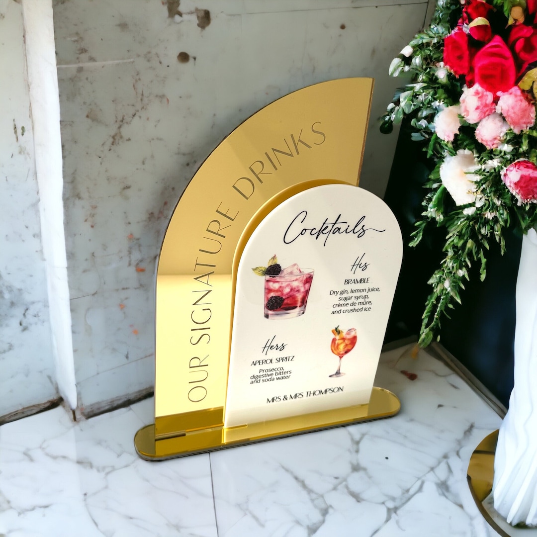 Luxury Wedding Cocktail Menu, Personalised Drinks Sign, Bar Menu ...
