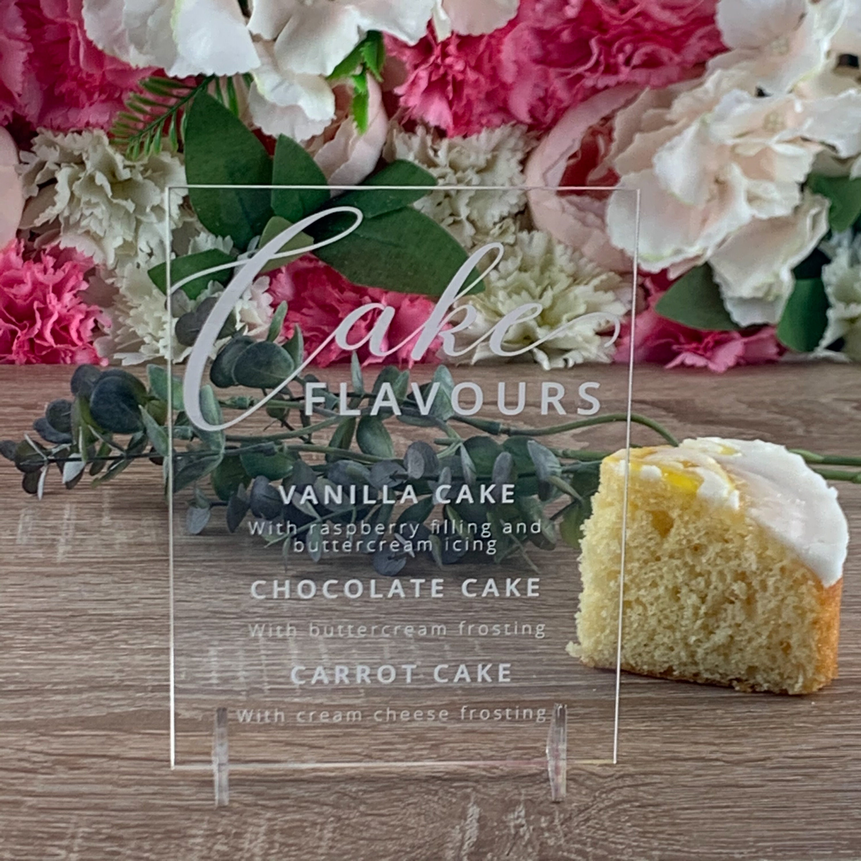 Cake Flavours Sign A5 A4 A3 Clear Acrylic Sign Acrylic | Etsy