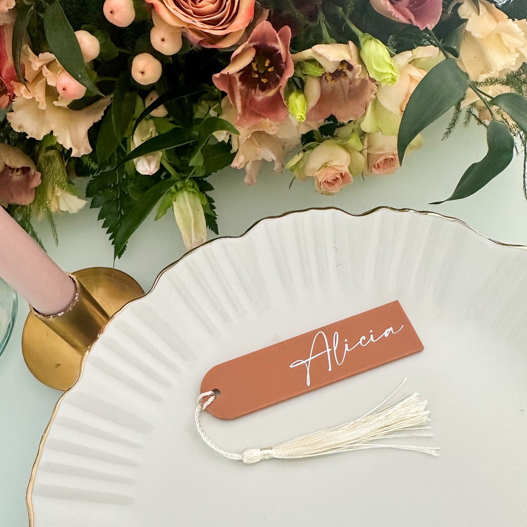 Terracotta Luxury Wedding Name Places With Tassel, Personalised Place ...