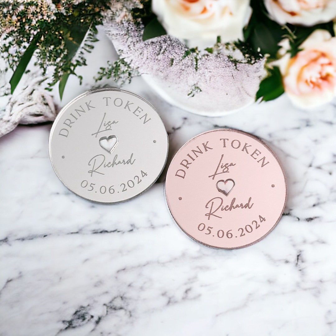 Luxury Wedding Favours, Personalised Drinks Token, Bespoke Favour, Free ...