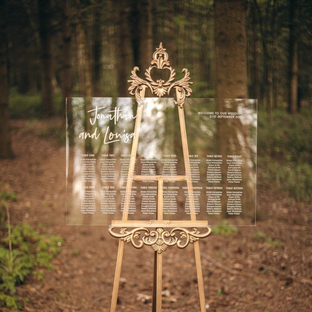Acrylic Engraved Wedding Table Plan With Mirror Names Luxury | Etsy UK