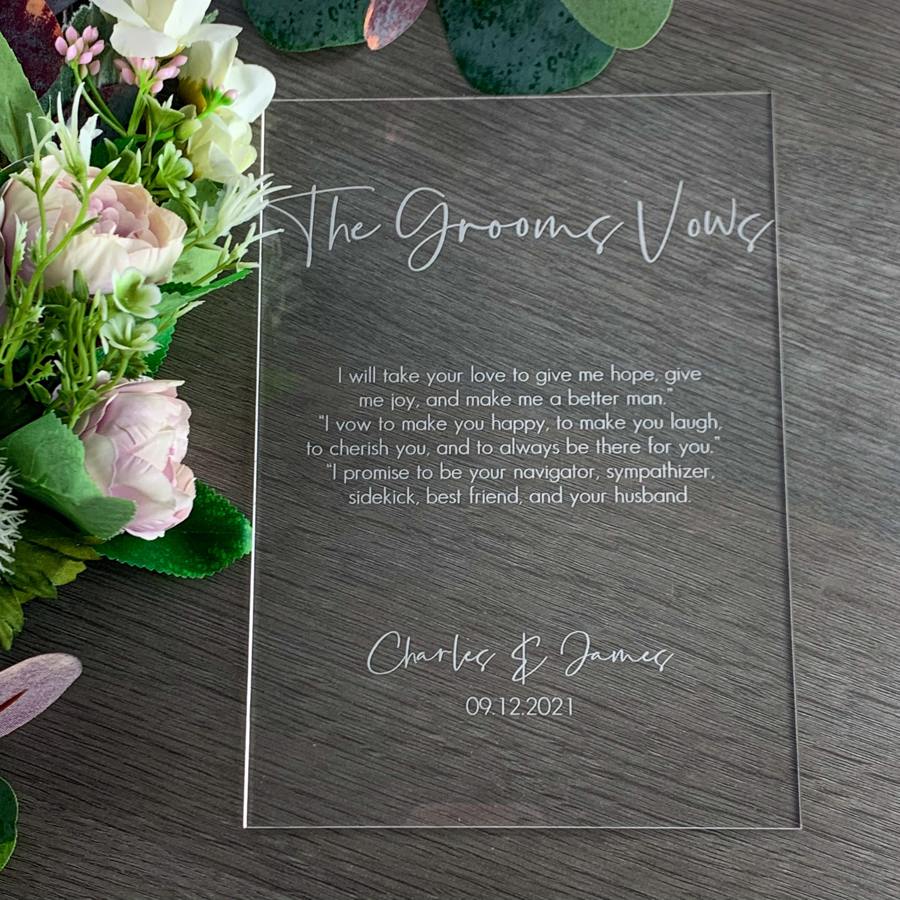 Groom Vows Personalised Engraved Wedding Vows His Her Our - Etsy UK