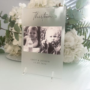 Modern Wedding Table Numbers, Baby Photo Table Number, Personalised ...