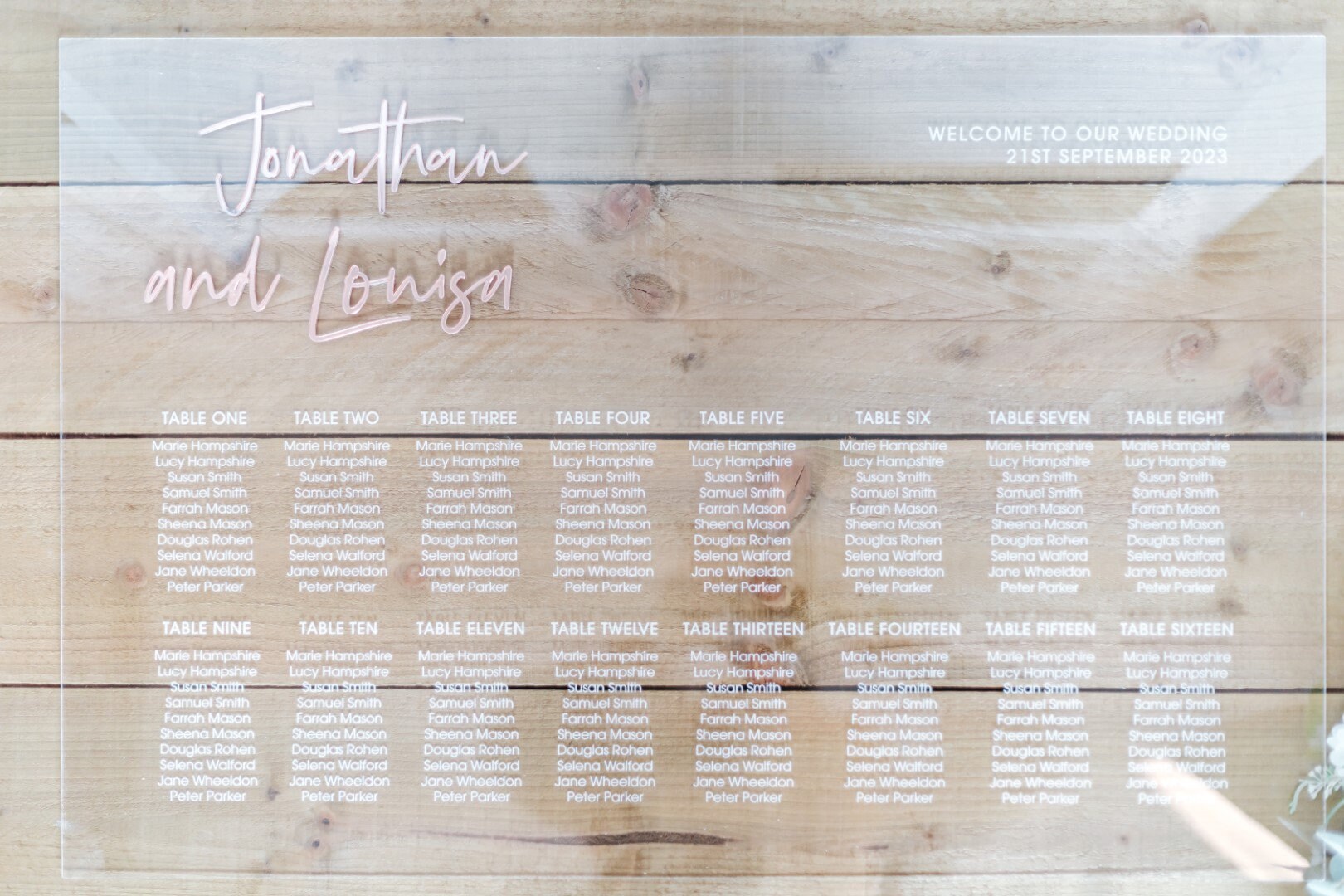 Acrylic Engraved Wedding Table Plan With Mirror Names Luxury | Etsy UK