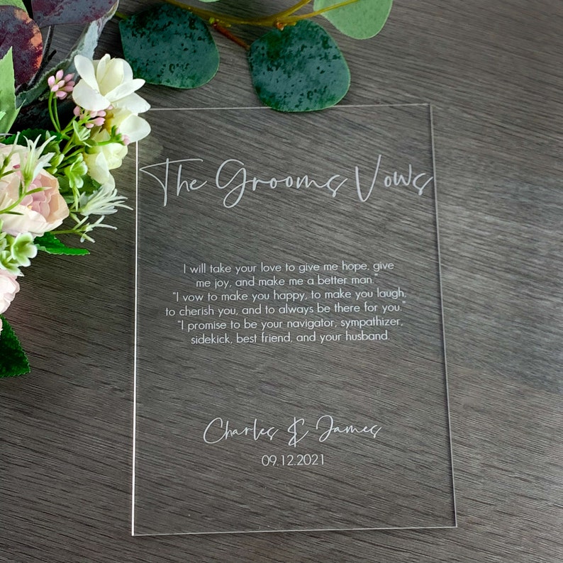 Groom Vows Personalised Engraved Wedding Vows His Her Our - Etsy UK
