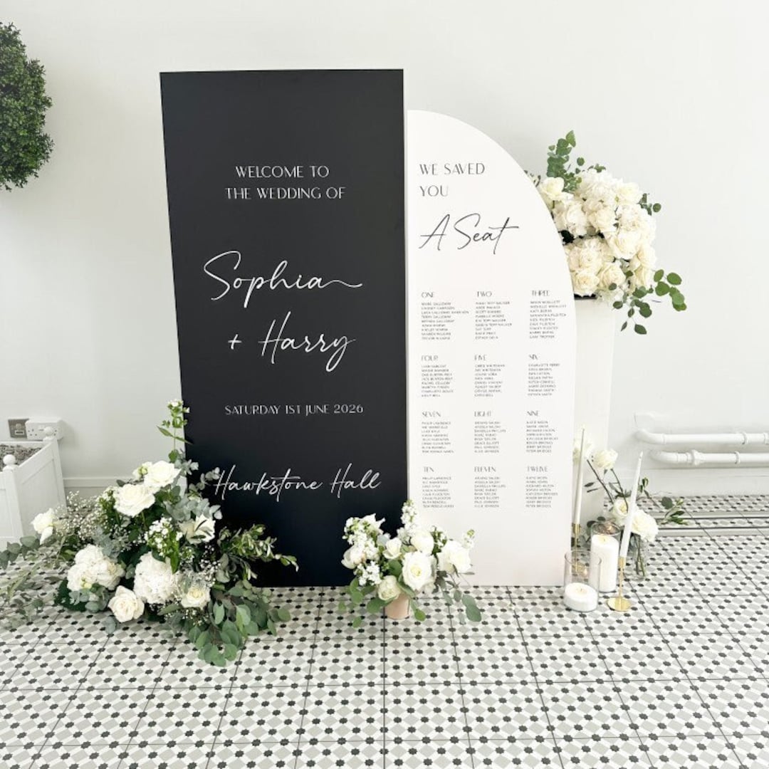 Extra Large Wedding Welcome Sign & Table Plan Duo, Personalised Luxury ...