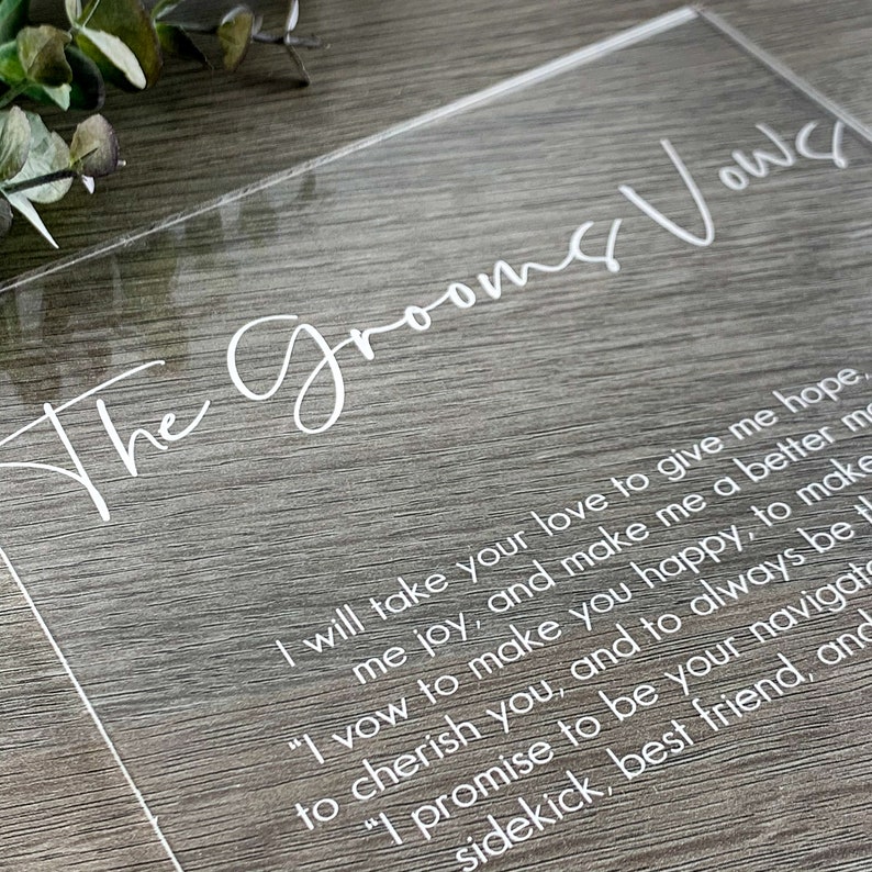 Groom Vows Personalised Engraved Wedding Vows His Her Our - Etsy UK
