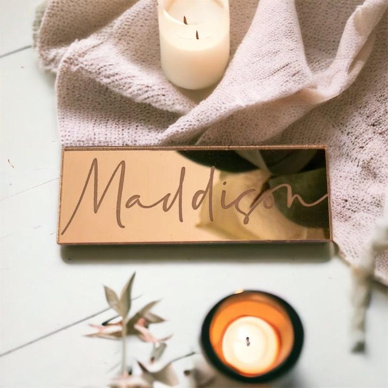 Engraved Mirror Place Cards: Wedding Table Names (gold, Silver, Rose ...