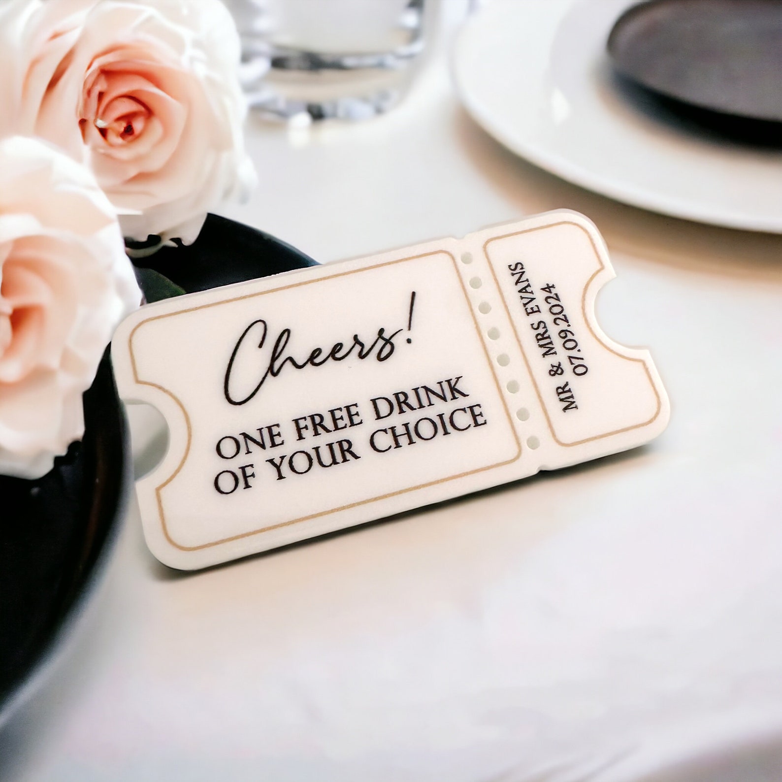 Cheers Wedding Favours, Personalised Drinks Token, Bespoke Favour, Free ...