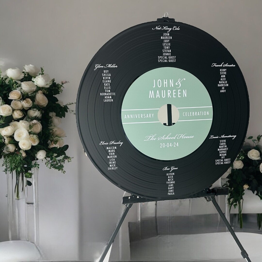 Vinyl Record Wedding Table Plan, Music Themed Wedding Décor, Retro ...
