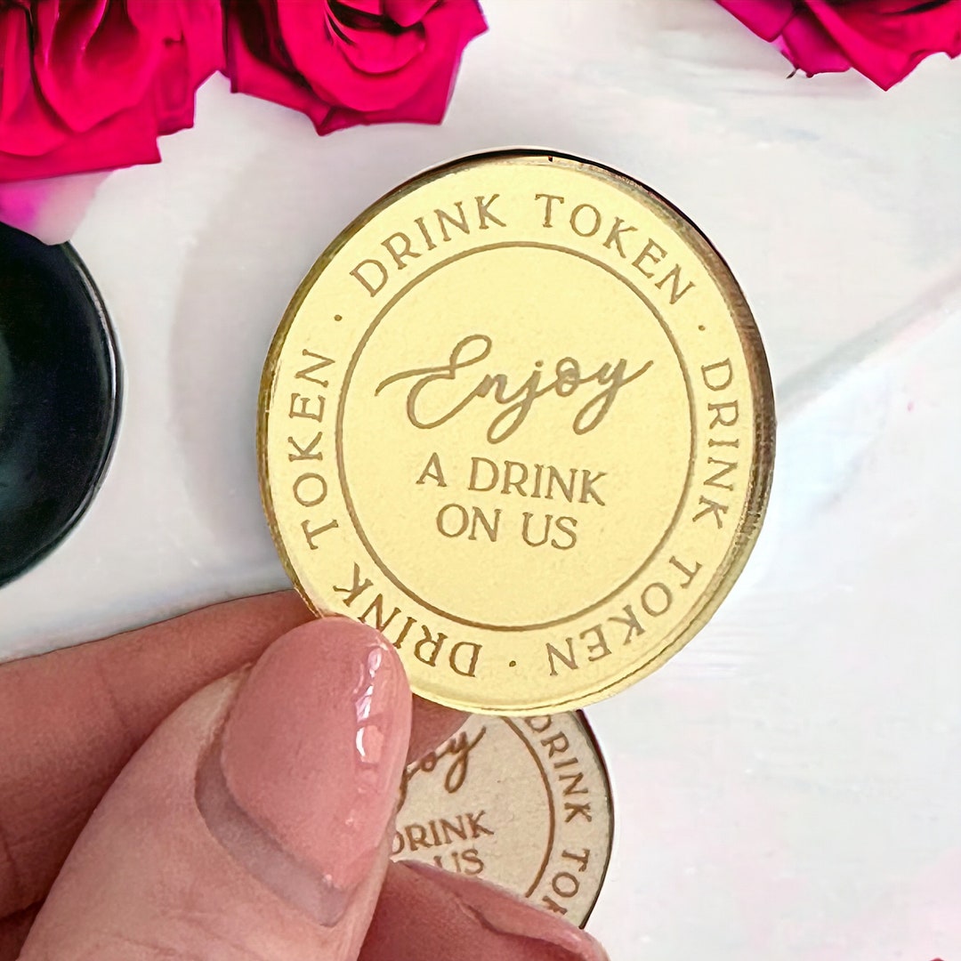 Engraved Wedding Favours, Gold Mirror Drinks Token, Bespoke Favours ...