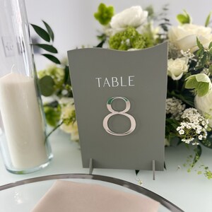 Sage Green Wedding Table Numbers With Mirror Accents, Modern Event ...