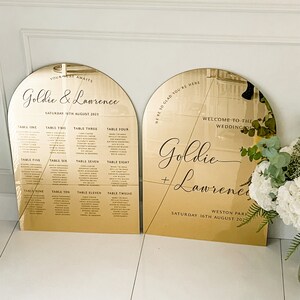 Dome Mirror Table Plan, Arch Wedding Seating Chart, Personalised Modern ...