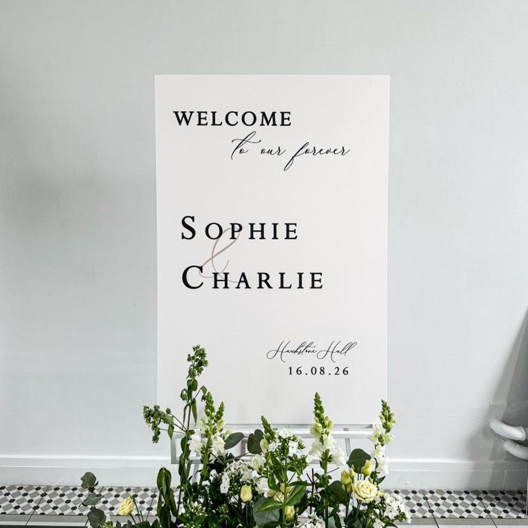 Black & White Wedding Welcome Sign, Personalised Welcome Plaque, Any ...