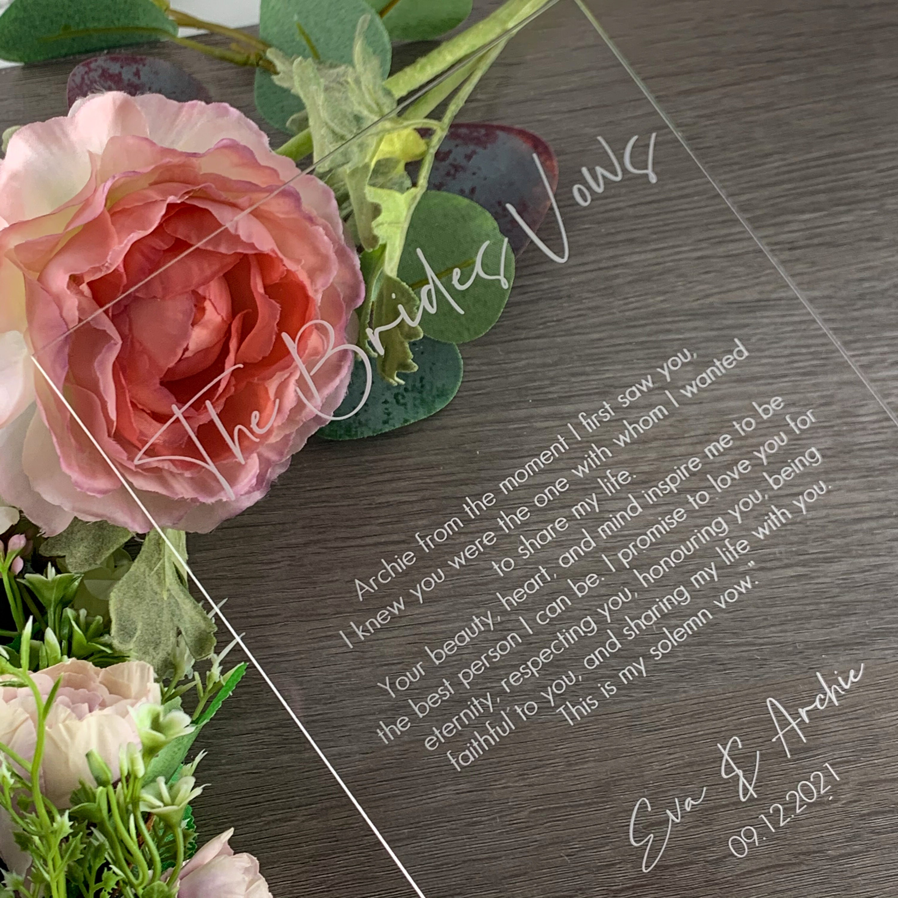 Wedding Vows Personalised Sign Bride Groom Vows Acrylic - Etsy UK