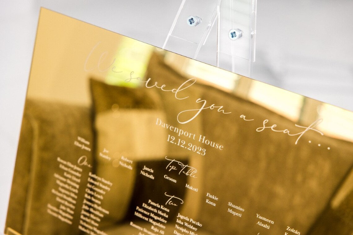 Luxury Gold Mirror Wedding Seating Chart Table Plan - Etsy
