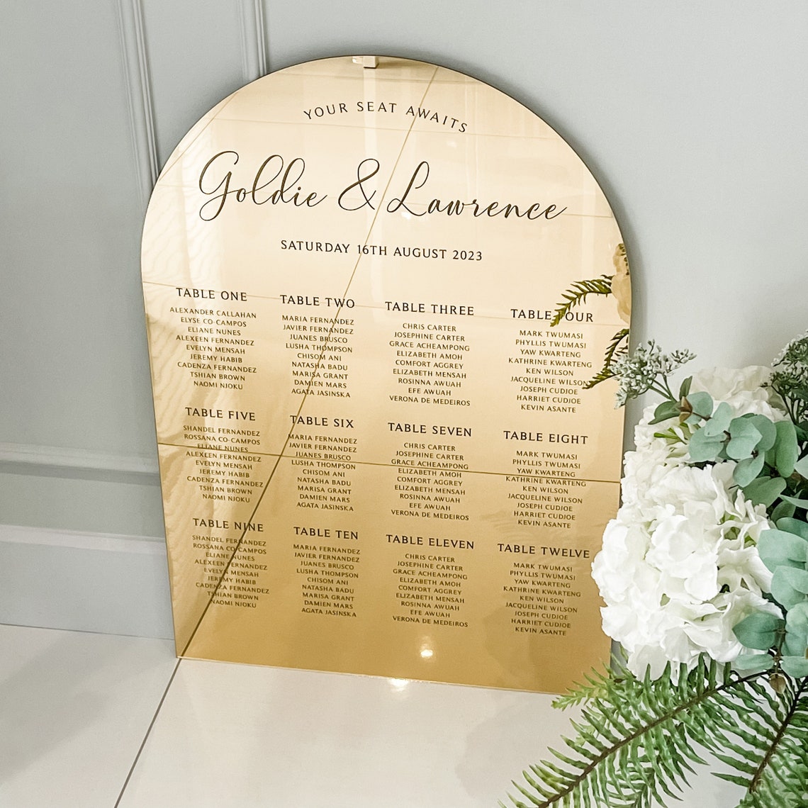 Dome Mirror Table Plan Arch Wedding Seating Chart - Etsy UK