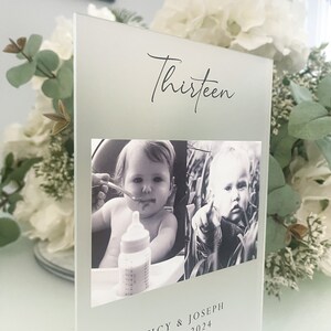 Modern Wedding Table Numbers, Baby Photo Table Number, Personalised ...
