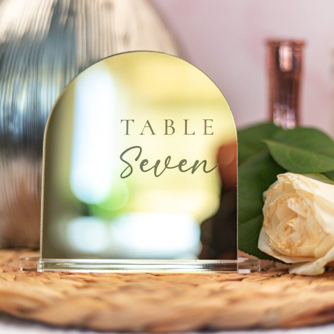 Dome Wedding Table Numbers - Laser Engraved Mirror Acrylic Signs - Etsy