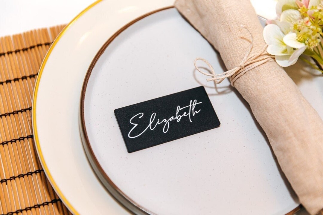 Black & White Wedding Place Names, Party Place Cards, Banqueting Guest ...