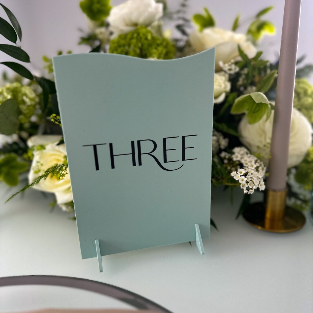 Pale Green Wedding Table Numbers, Modern Table Names, Custom Acrylic ...