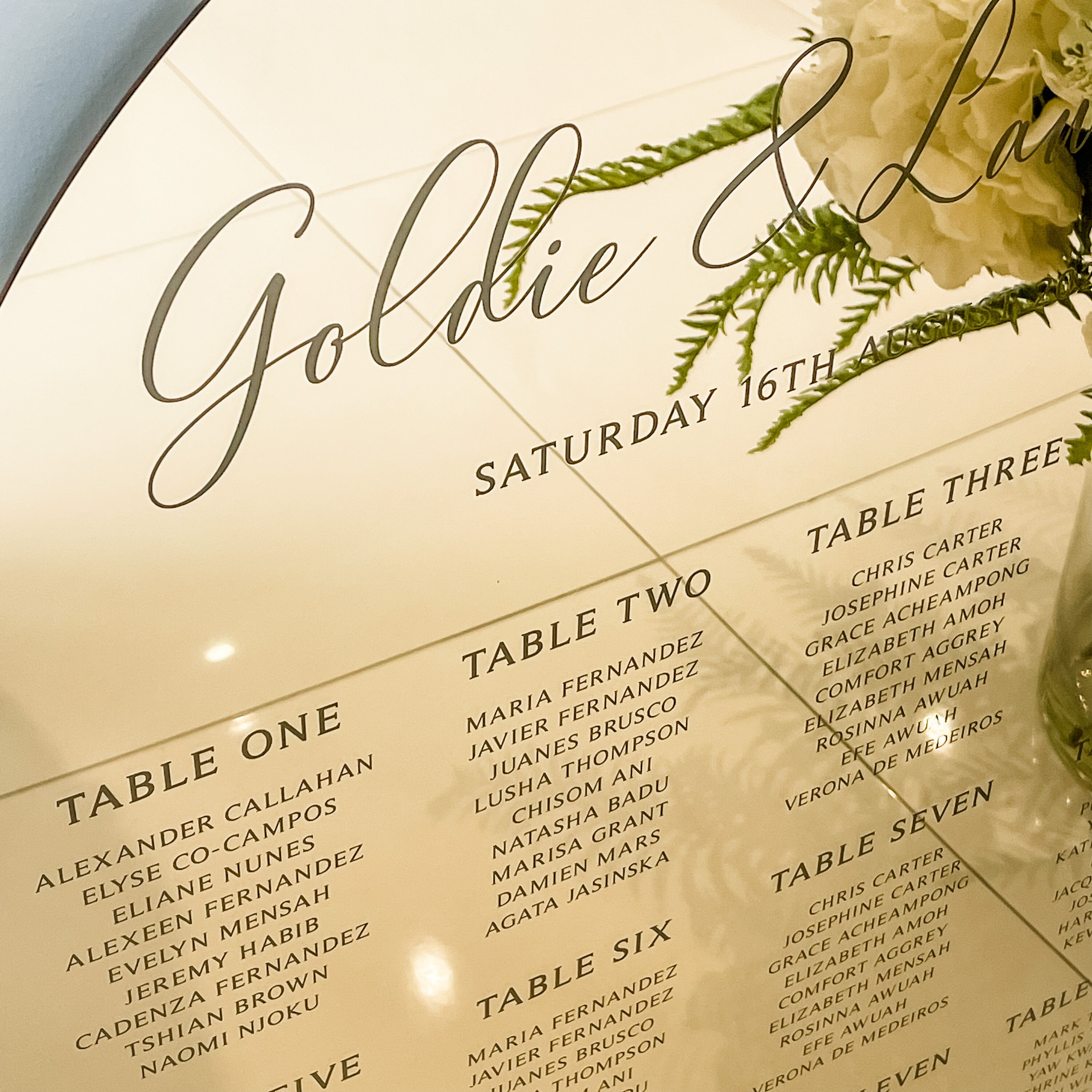 Dome Mirror Table Plan Arch Wedding Seating Chart - Etsy UK