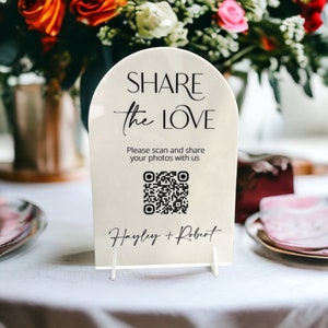 QR Photo Sharing Wedding Sign: Personalised Modern Reception Plaque - Etsy
