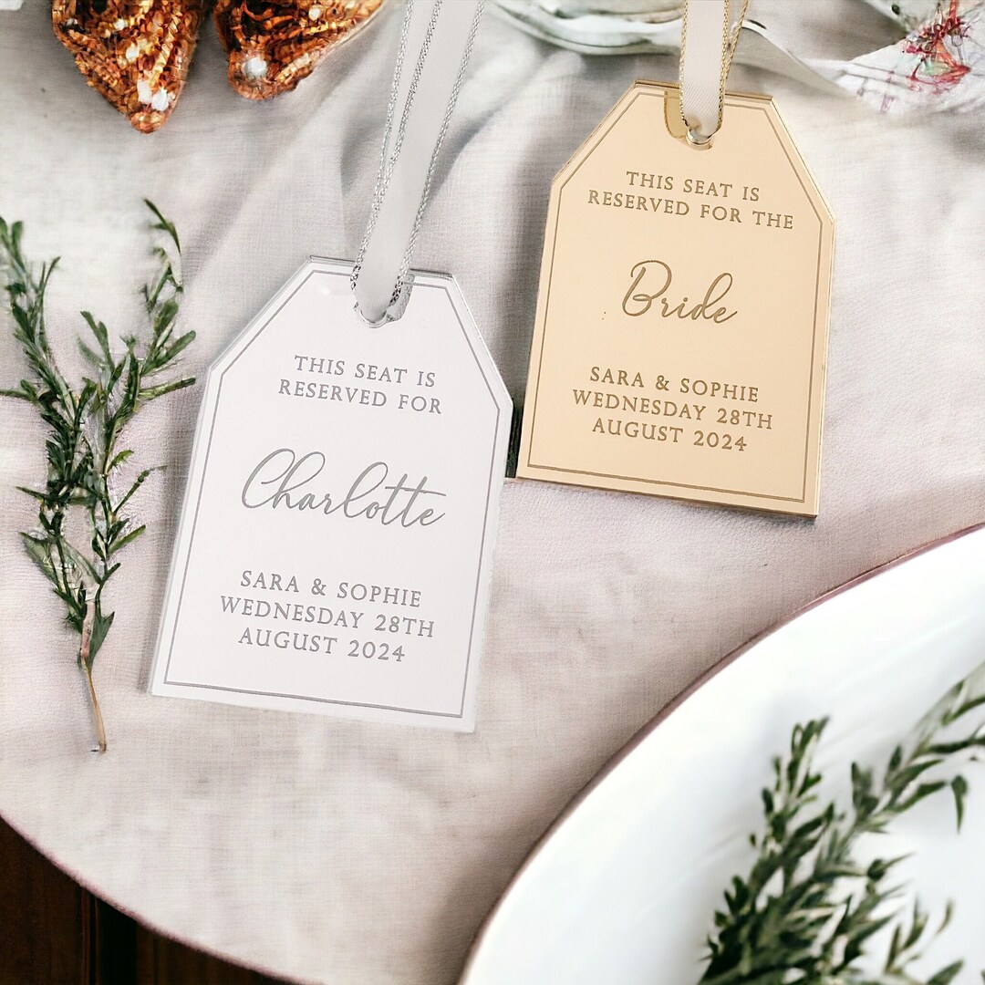 Reserved Wedding Seat Signs, Luxury Bridal Party Reserved Seating Tags ...