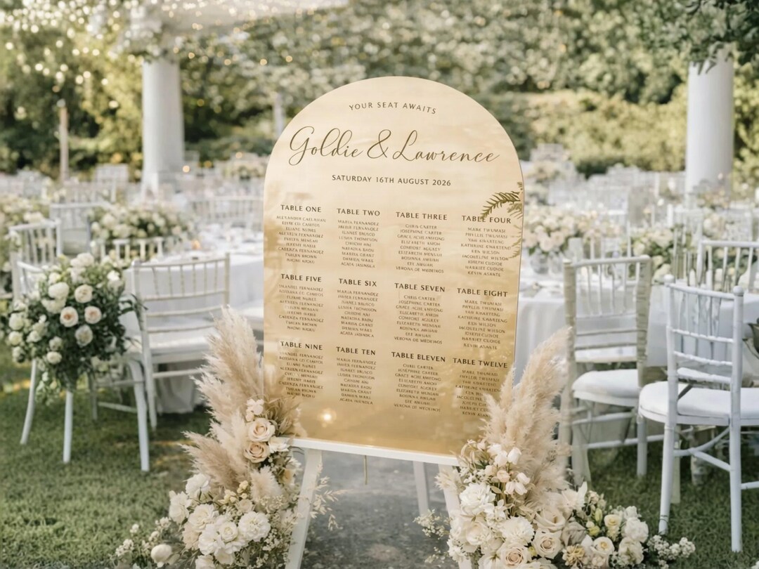 Gold Dome Mirror Table Plan - Arch Wedding Seating Chart - Etsy