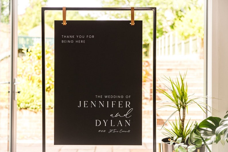 Black & White Wedding Welcome Sign Monochrome Décor - Etsy