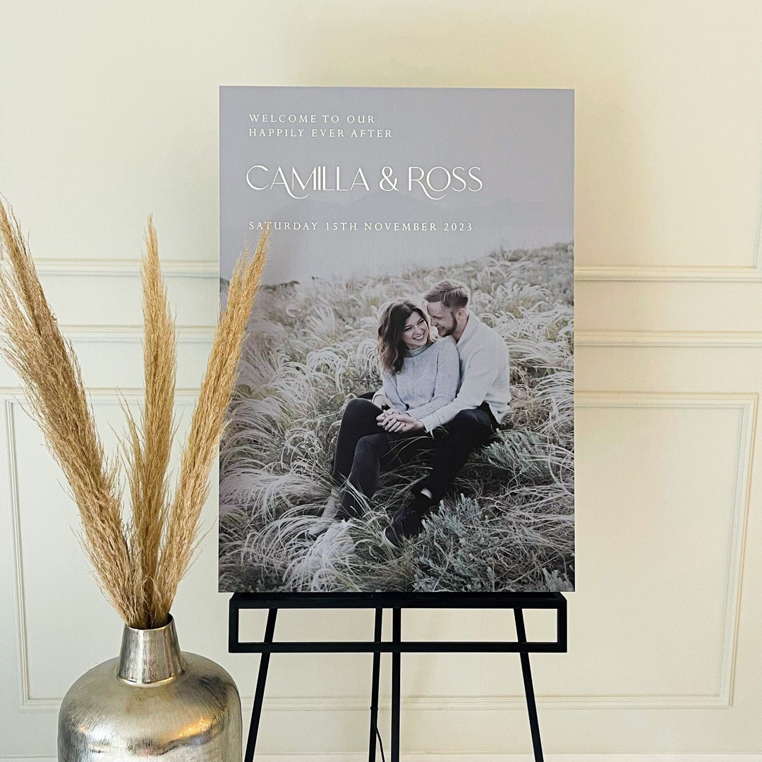 Couples Portrait Wedding Welcome Sign, Photo Welcome Plaque, Printable ...