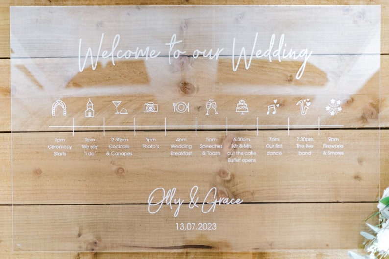 Personalised Wedding Timeline Acrylic Engraved Order of the - Etsy UK