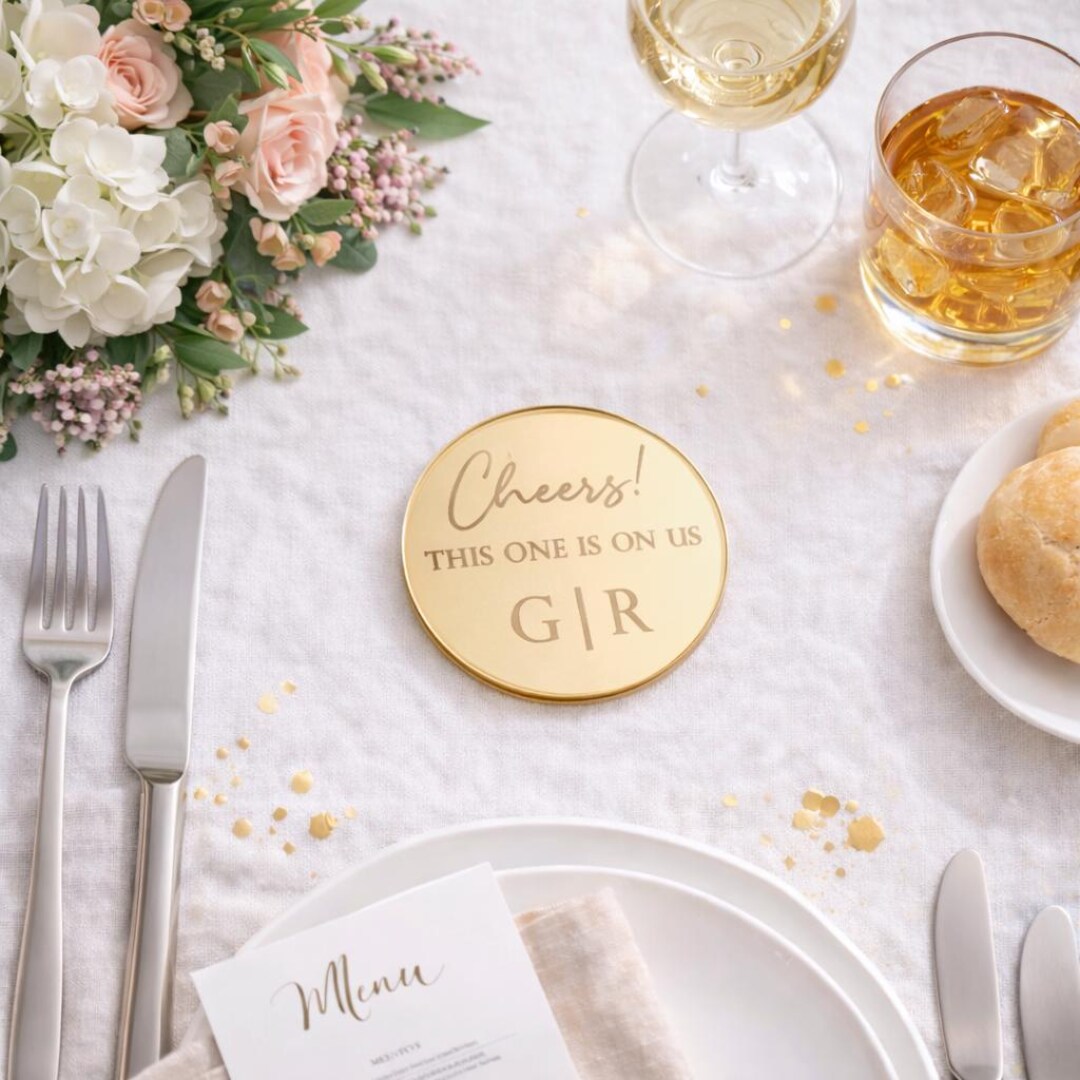 Wedding Favours Acrylic Tokens, Personalised (clear, Frosted, Gold ...