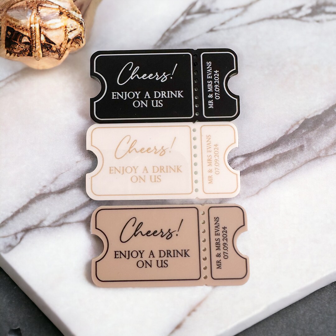 Cheers Wedding Favours, Personalised Drinks Token, Bespoke Favour, Free ...