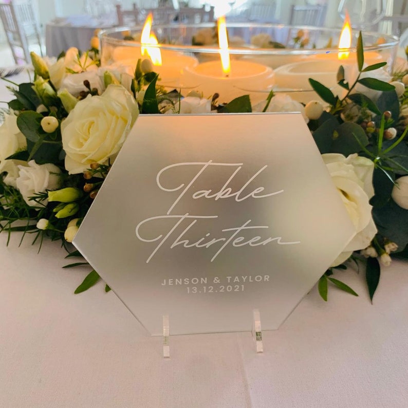  Personalised Wedding Table Numbers Frosted Acrylic Engraved Etsy