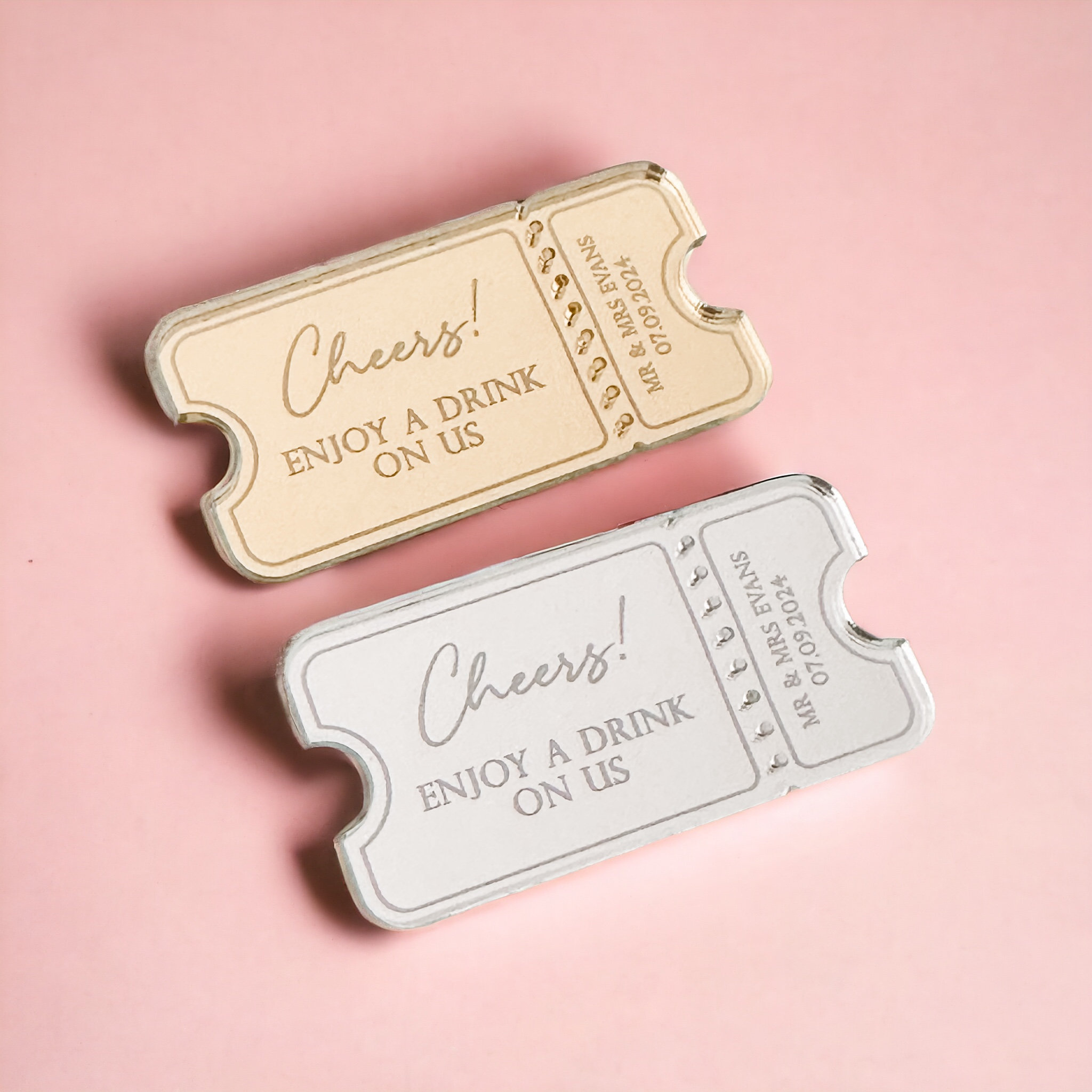 Cheers Wedding Favours, Personalised Drinks Token, Tickets, Free Drink ...