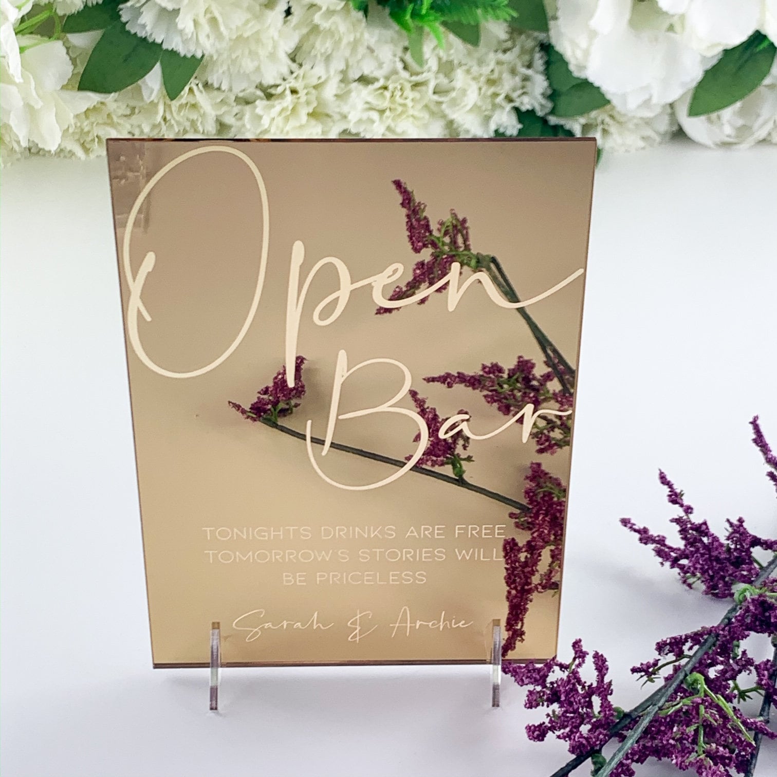 Open Bar Sign Personalised Gold Mirror Bar Sign - Etsy