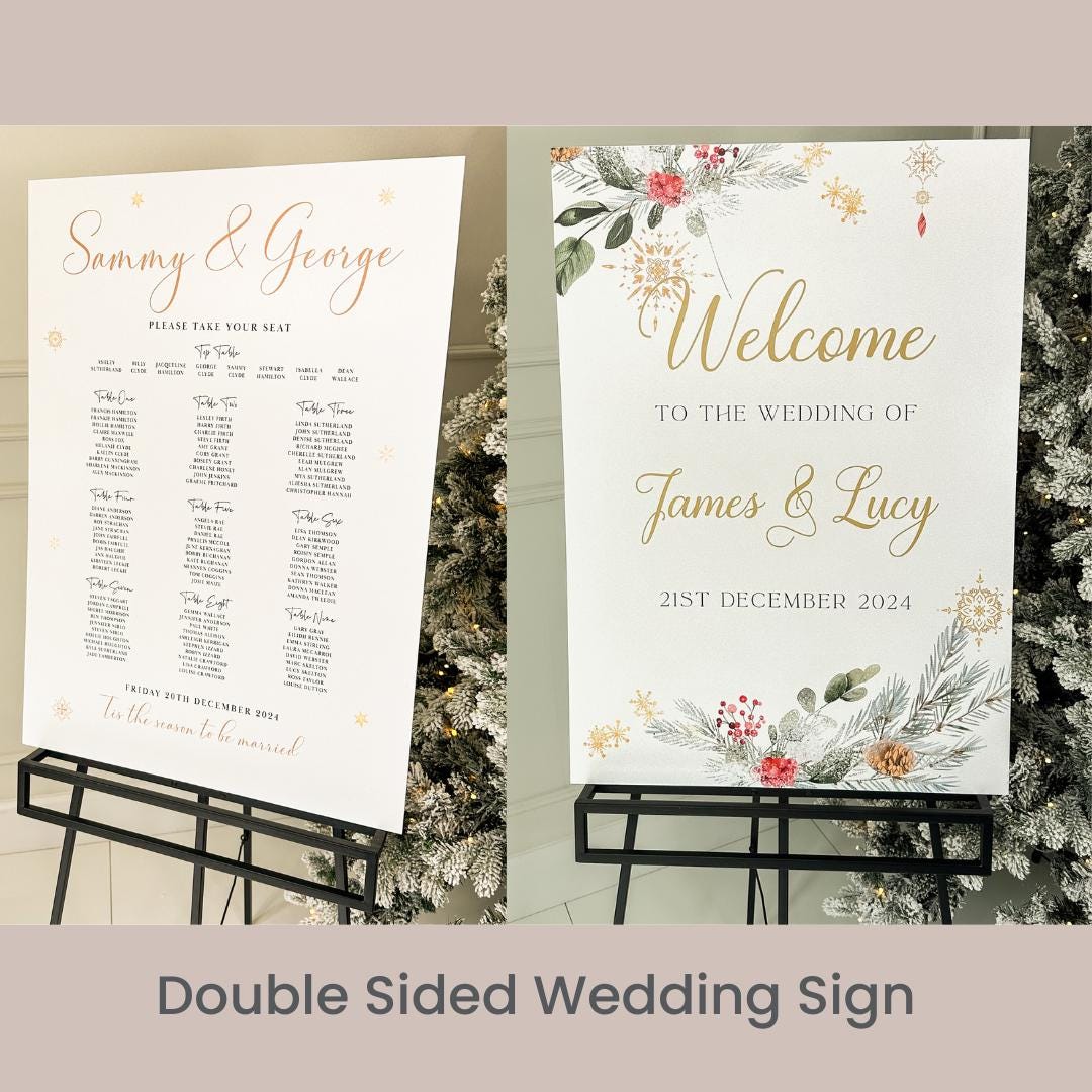 Double Sided Wedding Welcome Sign, Any Colour, Table Plan, Order of ...