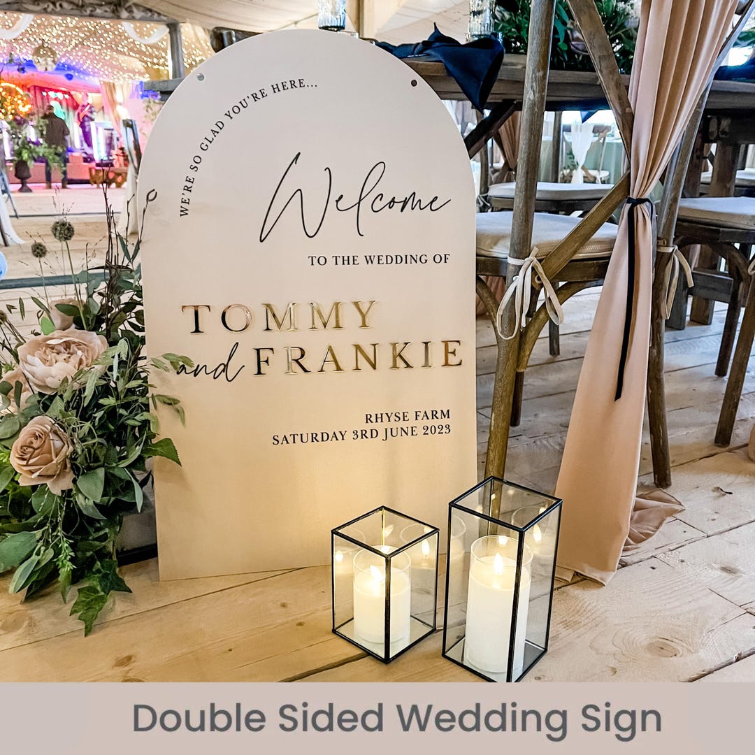 Double Sided Wedding Welcome Sign, Table Plan, Order of Events, Arched ...