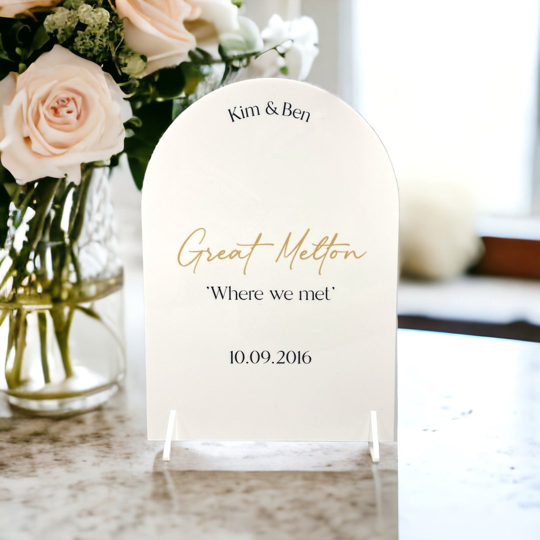 Modern Wedding Table Numbers, Where We Met Sign, Personalised Our First ...
