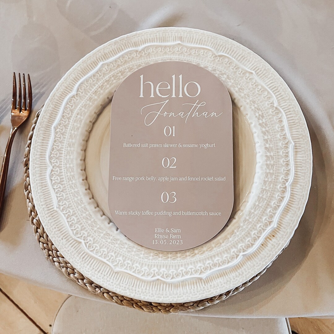 Combined Personalised Wedding Menu & Place Name, Luxury Wedding ...