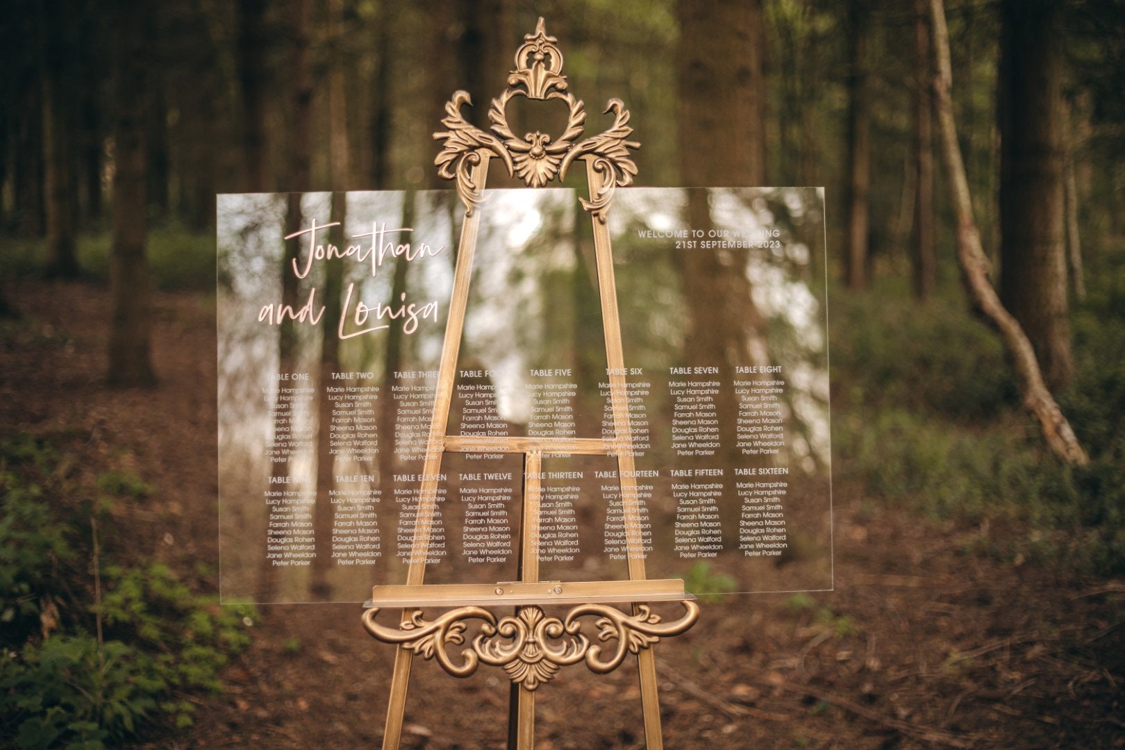 Acrylic Engraved Wedding Table Plan With Mirror Names Luxury | Etsy UK