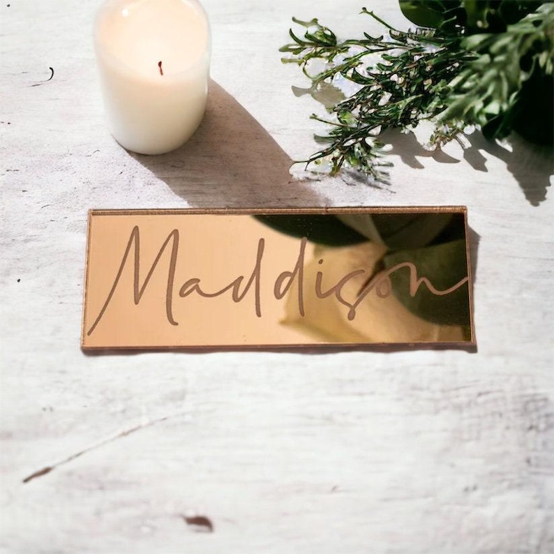 Engraved Mirror Place Cards: Wedding Table Names (gold, Silver, Rose ...