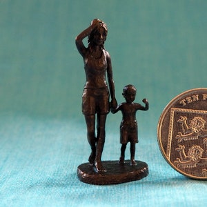 Miniature Bronze Figures Mother and Son - Etsy UK