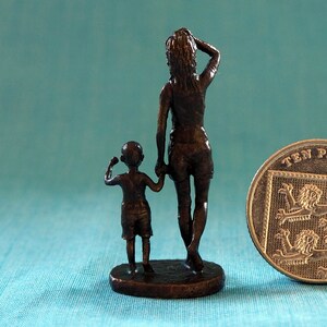 Miniature Bronze Figures Mother and Son - Etsy UK