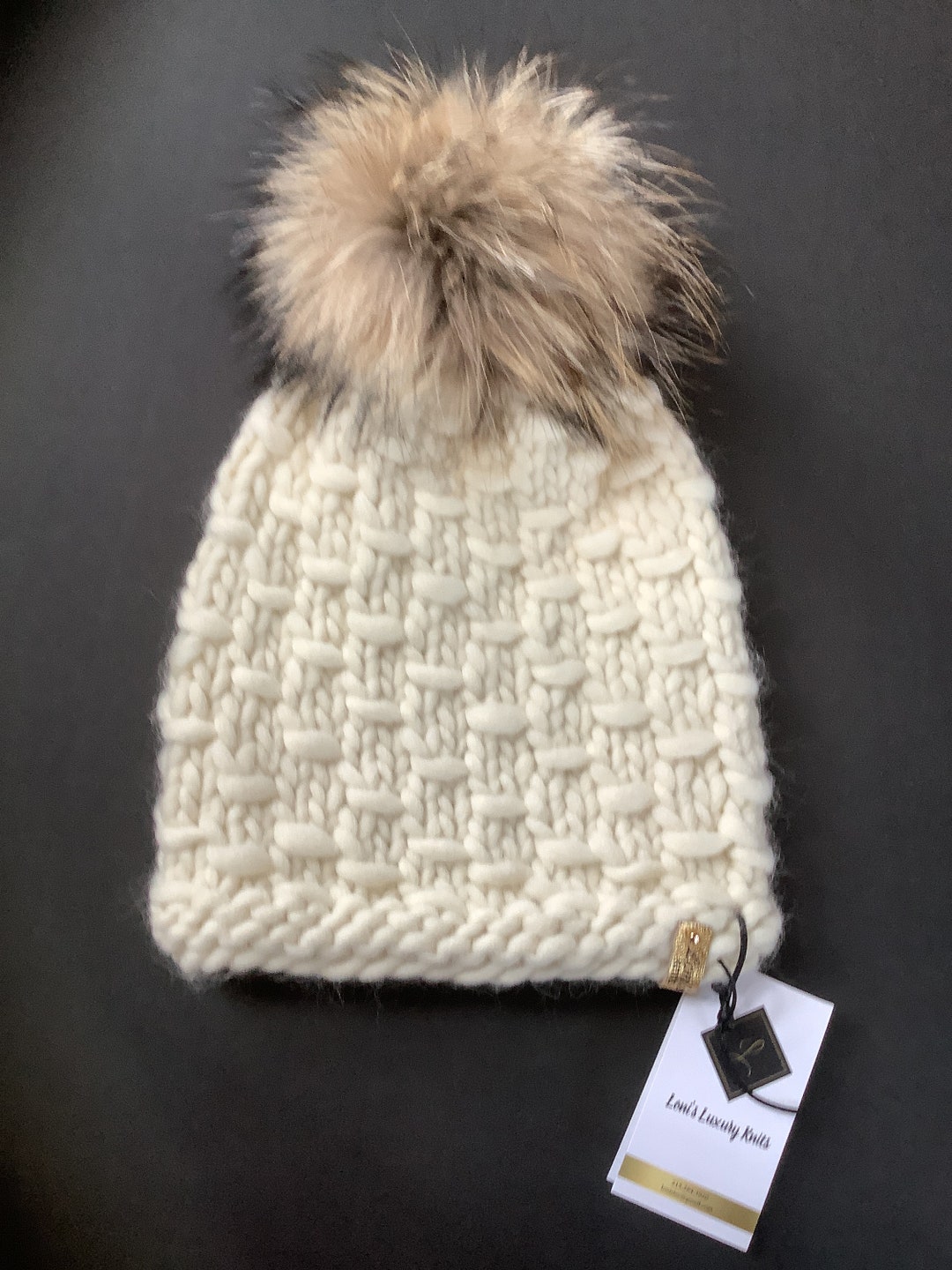 Gorgeous Hand Knit Ivory Hat With a Fabulous Pom to Top It Off - Etsy