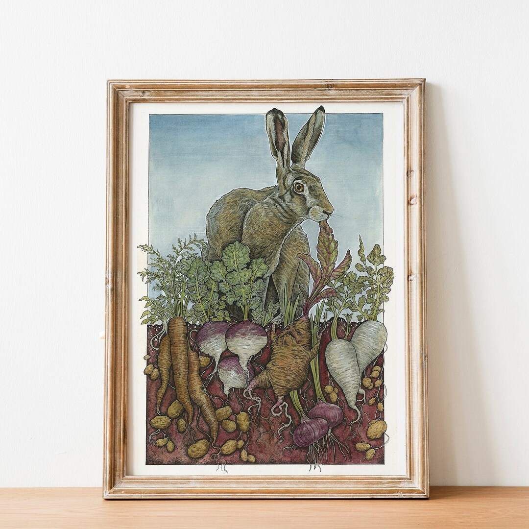 Art Print - Hare Rabbit Watercolor Painting - Whimsical Art - Fantasy ...